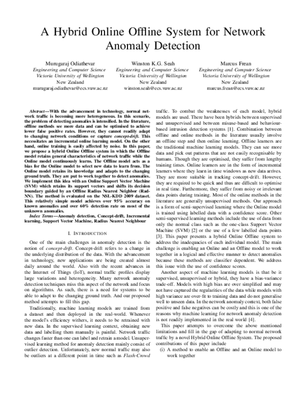 (PDF) A Hybrid Online Offline System for Network Anomaly Detection