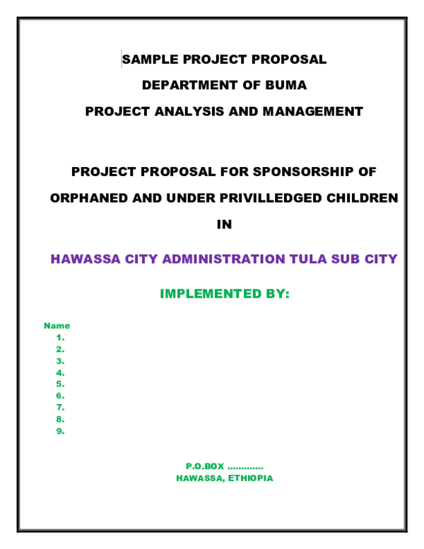 (PDF) SAMPLE PROJECT PROPOSAL FOR SPONSORSHIP