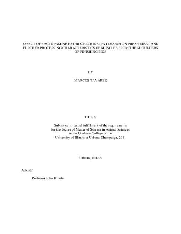 (PDF) Effect of ractopamine hydrochloride (Paylean®) on fresh meat and ...