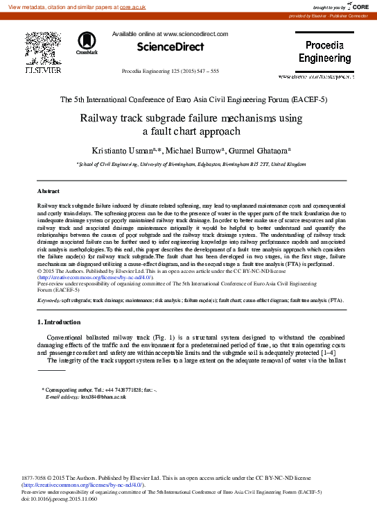 (PDF) Fault Chart Analysis of Track Subgrade Failures
