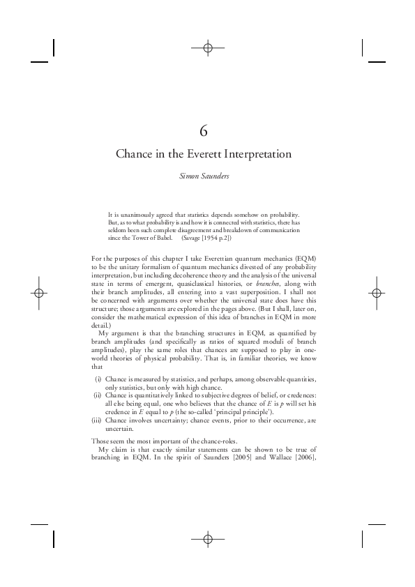(PDF) Chance in the Everett Interpretation