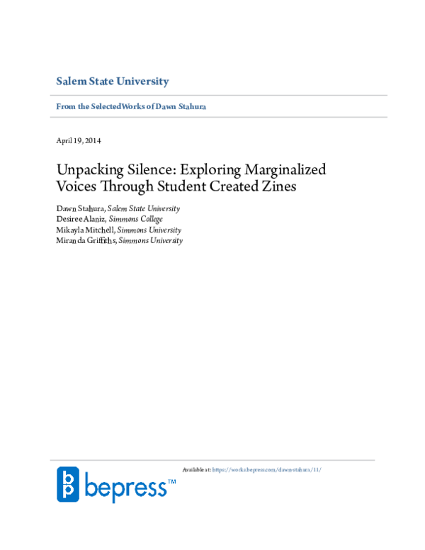 (PDF) Unpacking Silence: Exploring Marginalized Voices Through Student ...