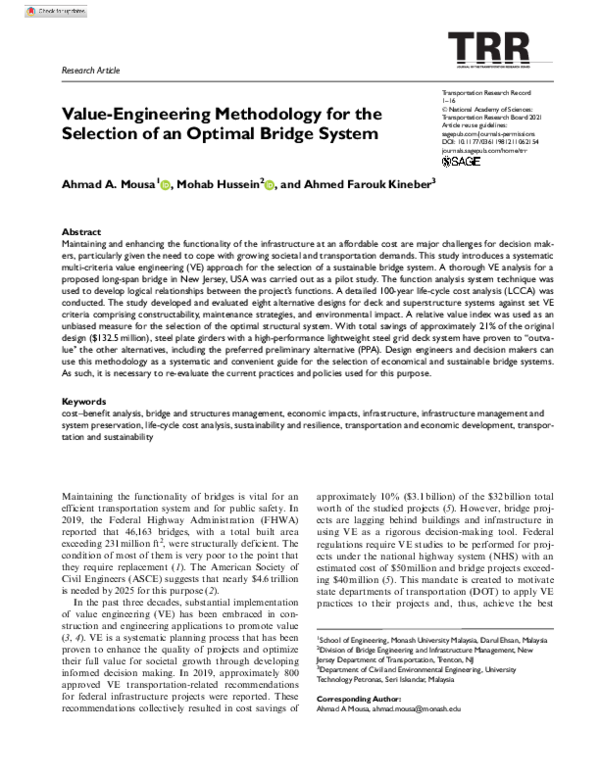 (PDF) Value-Engineering Methodology for the Selection of an Optimal ...