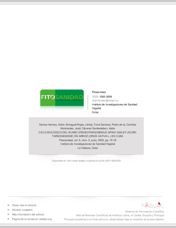 (PDF) Ciclo Biológico Del Ácaro Steneotarsonemus Spinki Smiley (Acari ...