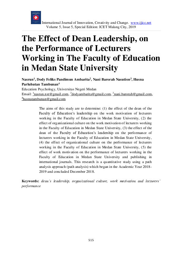 (PDF) The Effect of Dean Leadership, on the Performance of Lecturers ...