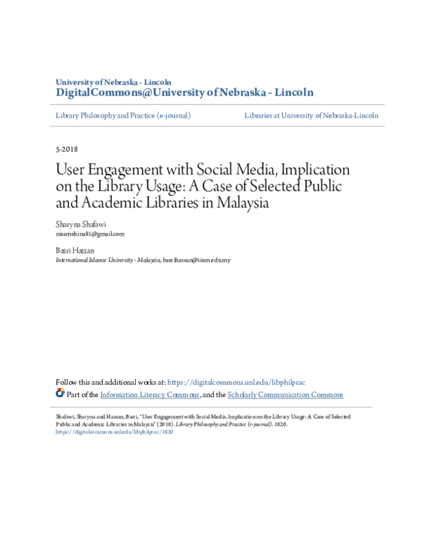 (PDF) User Engagement with Social Media, Implication on the Library ...