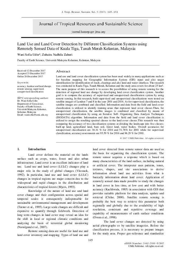 (PDF) Land Use and Land Cover Detection by Different Classification ...