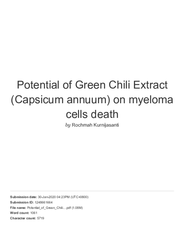 (PDF) Potential Of Green Chili Extract (Capsicum Annuum) On Myeloma ...