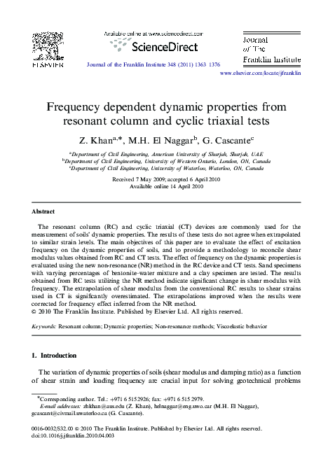 (PDF) Measurement of Frequency-Dependent Dynamic Properties of Soils ...