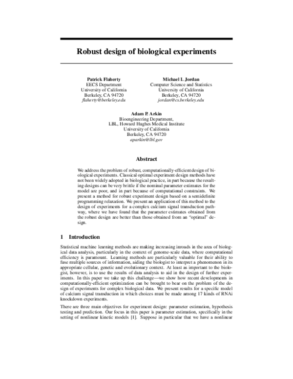 (PDF) Robust design of biological experiments