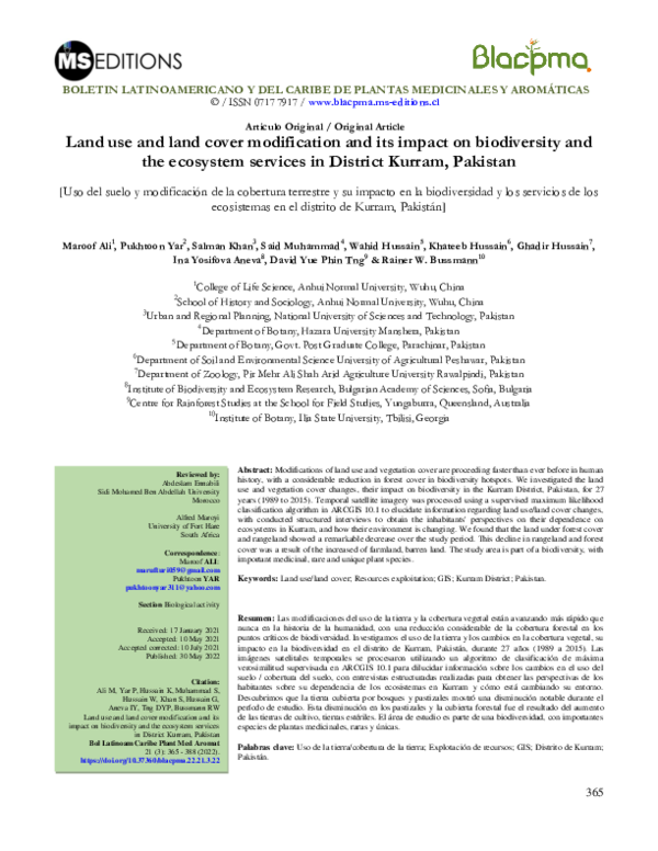 (PDF) Ali et al., 2022 Land use and land cover modification and its ...