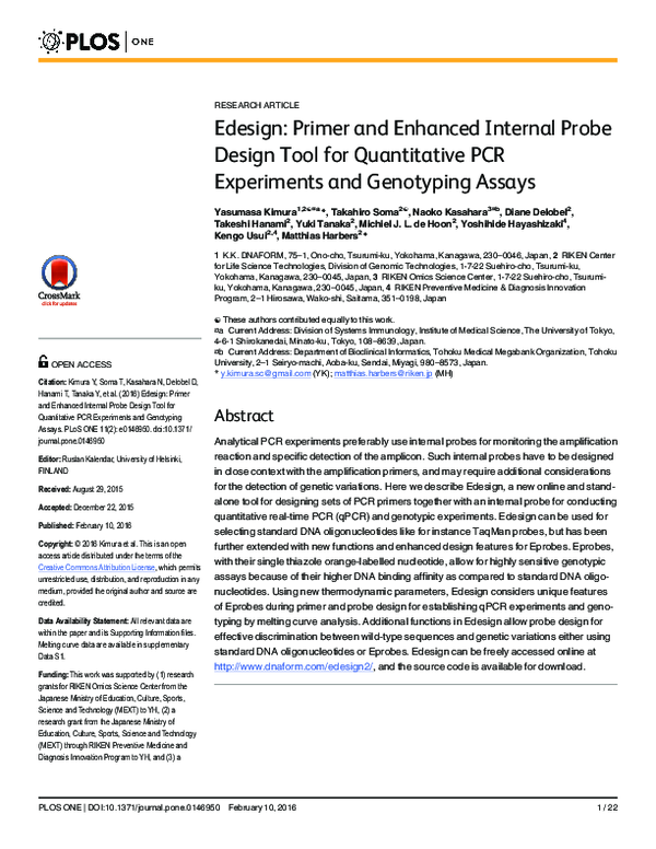 (PDF) Edesign: Primer and Enhanced Internal Probe Design Tool for ...