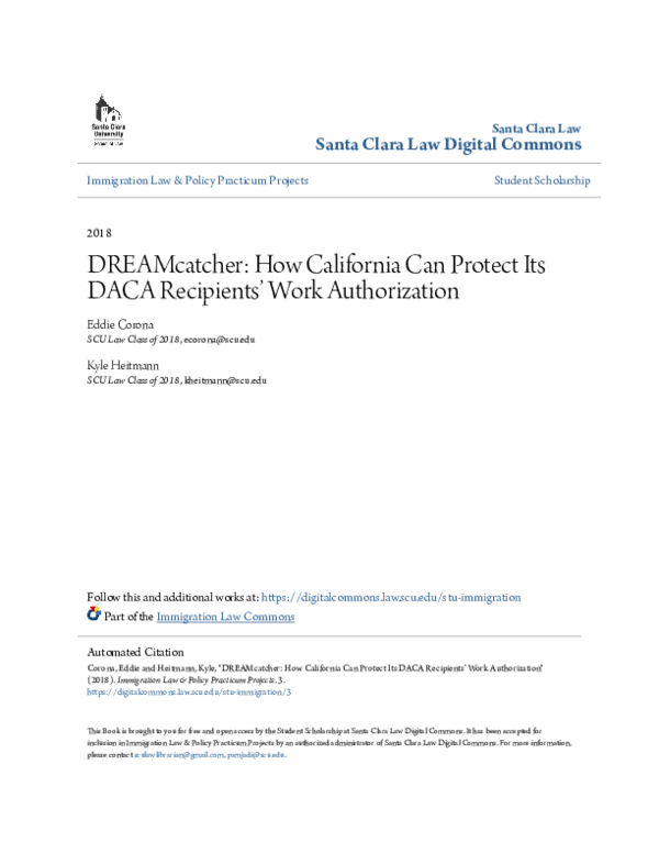 (PDF) DREAMcatcher: How California Can Protect Its DACA Recipients ...