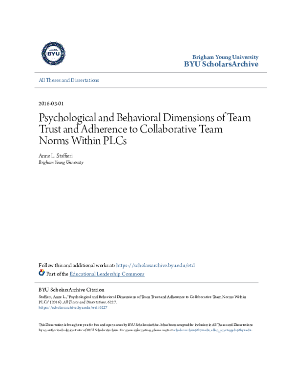 (PDF) Psychological and Behavioral Dimensions of Team Trust and ...