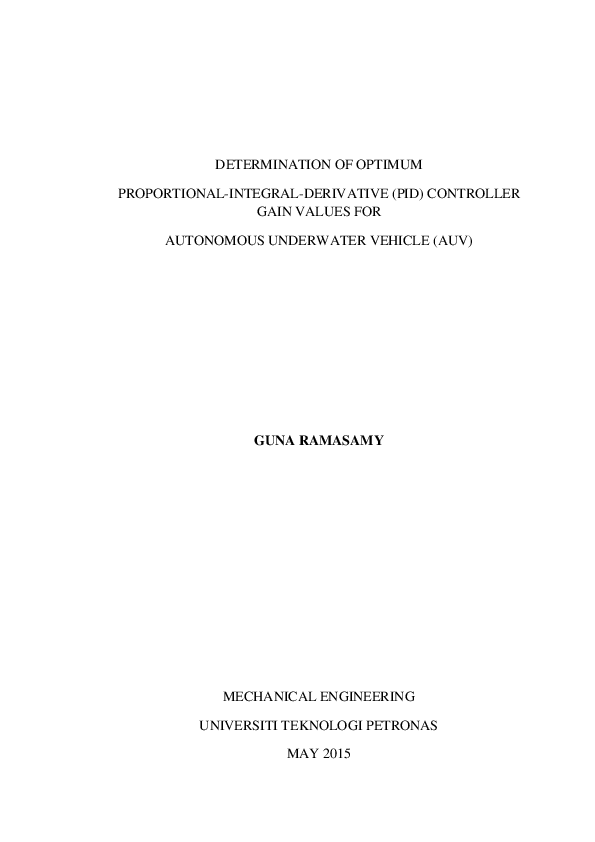(PDF) Determination Of Optimum Proportional-Integral-Derivative (PID) Controller Gain Values For ...