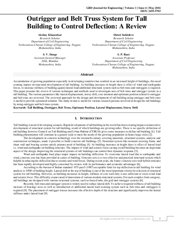 (PDF) Outrigger and Belt Truss System for Tall Building to Control ...