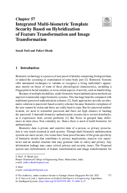Pdf Integrated Multi Biometric Template Security Based On Hybridization Of Feature