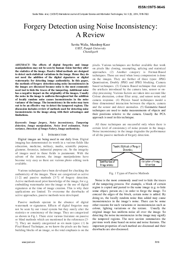 Pdf Forgery Detection Using Noise Inconsistency A Review