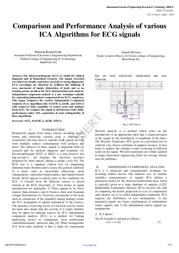 (PDF) Comparison and Performance Analysis of various ICA Algorithms for ...