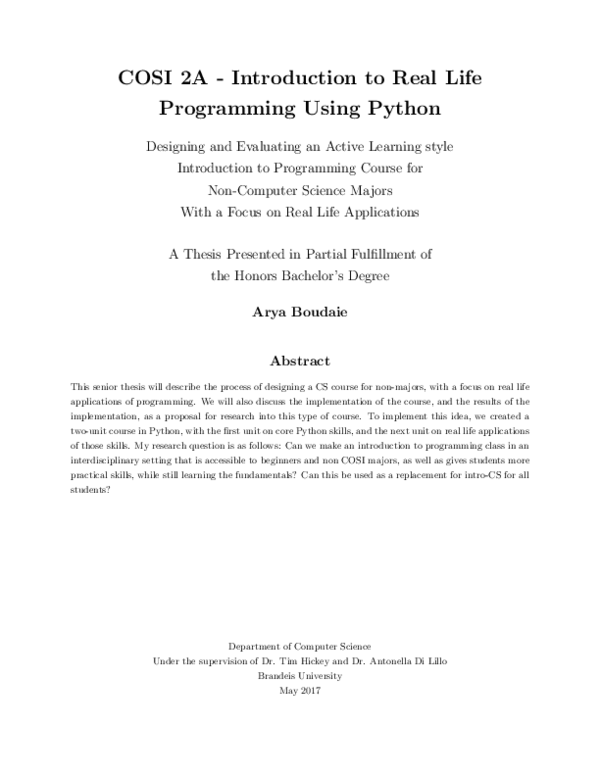 (PDF) COSI 2A - Introduction to Real Life Programming Using Python ...