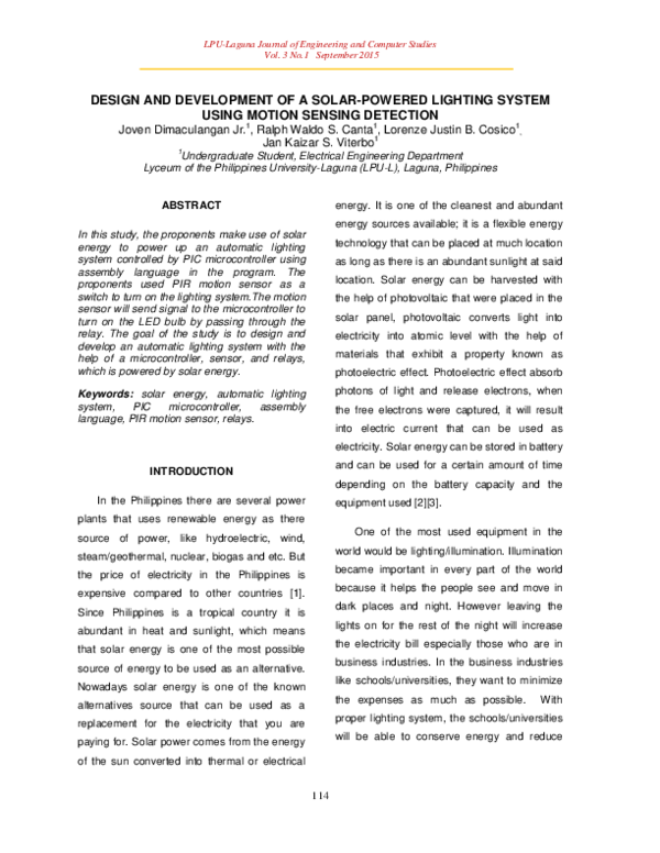 (PDF) Design and Development of a Solar-Powered Lighting System Using ...