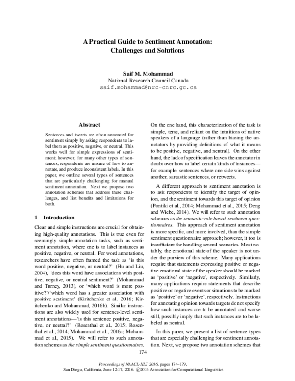 Pdf A Practical Guide To Sentiment Annotation Challenges And Solutions