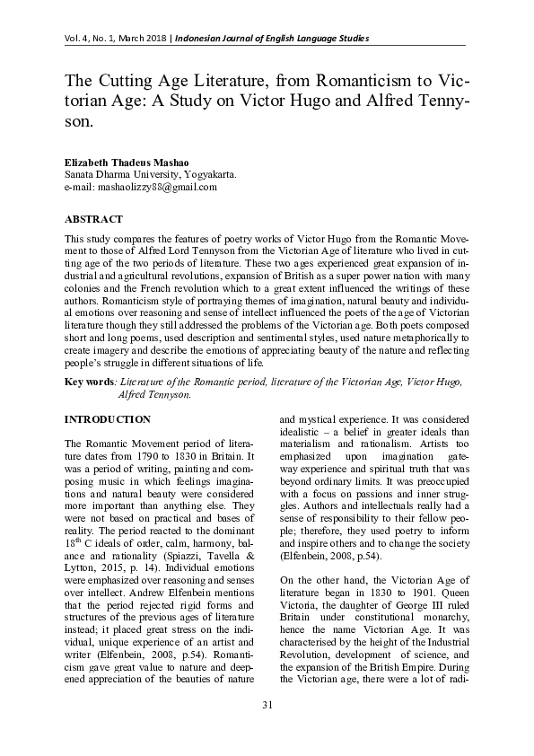 (PDF) The Cutting Age Literature, from Romanticism to Victorian Age: A ...