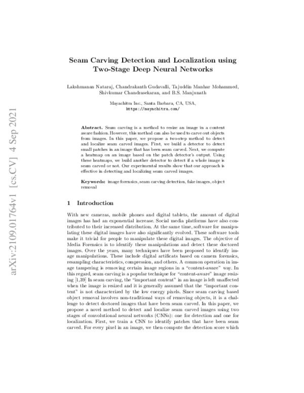 (PDF) Seam Carving Detection and Localization using Two-Stage Deep Neural Networks