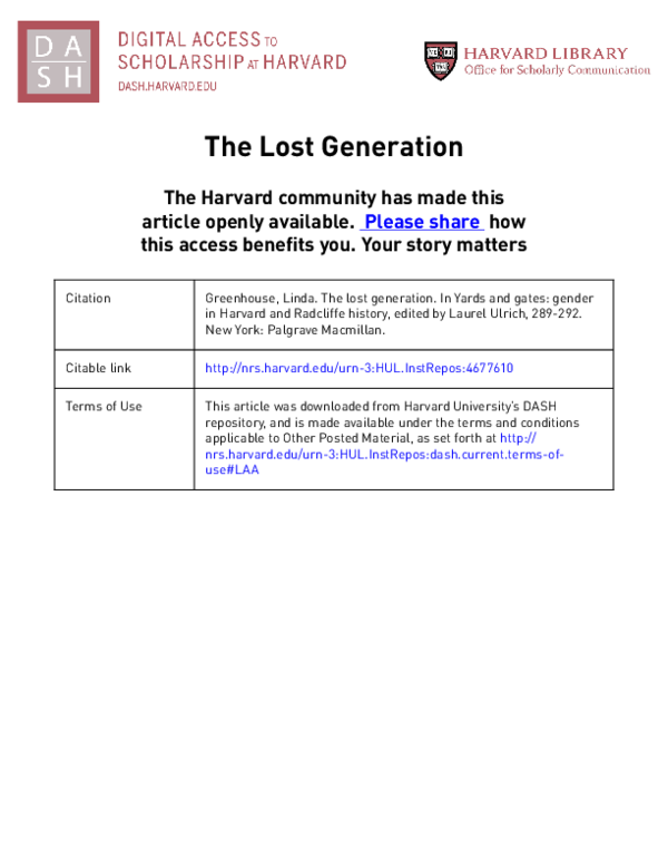 (PDF) The Lost Generation
