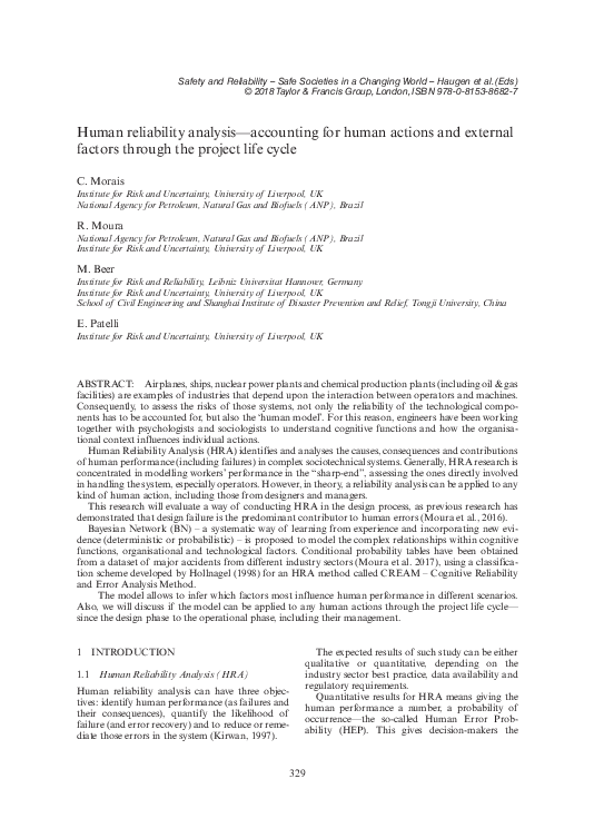 (PDF) Human reliability analysis—accounting for human actions and ...