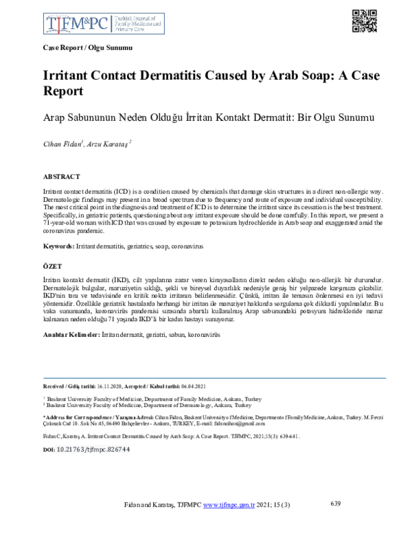 (PDF) Irritant Contact Dermatitis Caused by Arab Soap: A Case Report