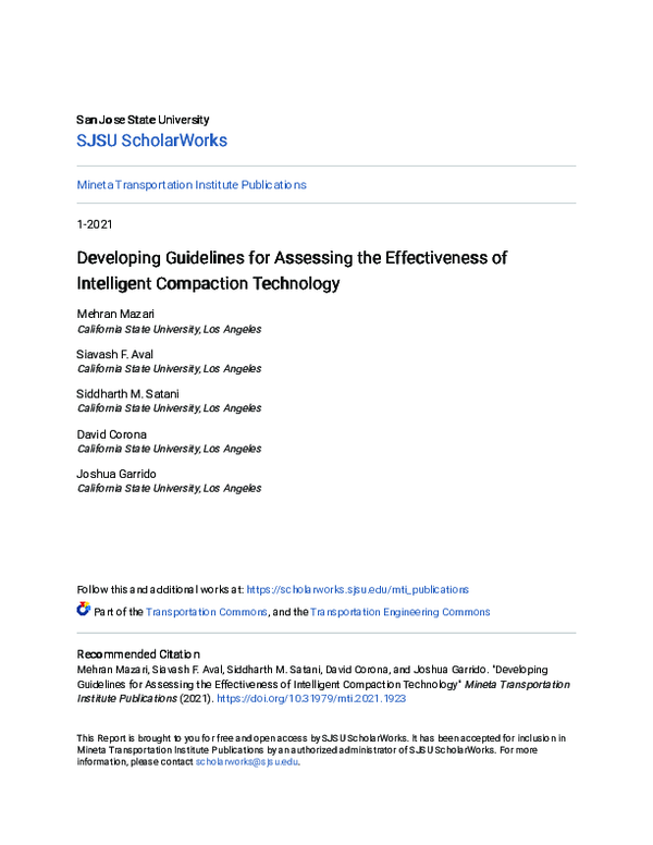Pdf Developing Guidelines For Assessing The Effectiveness Of Intelligent Compaction Technology