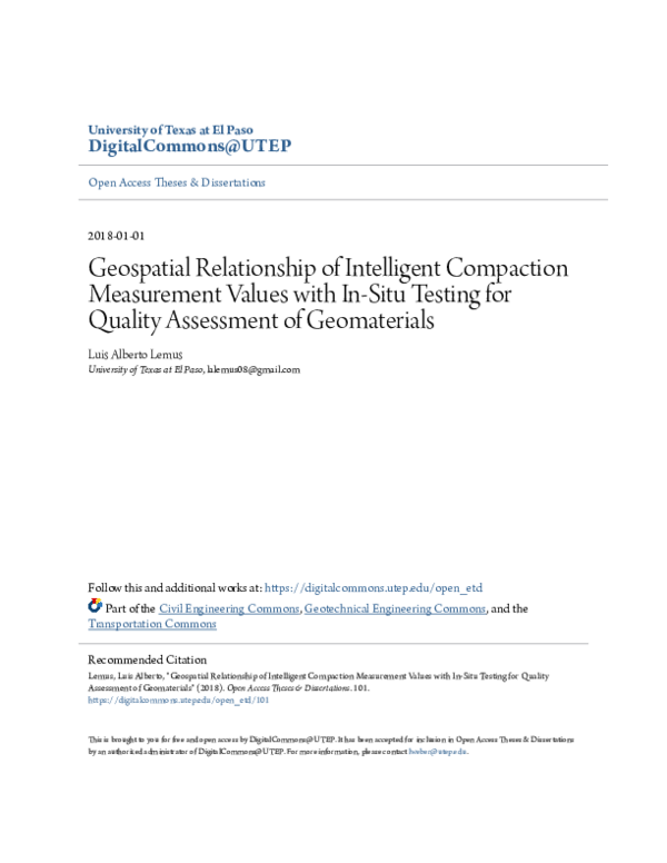 (PDF) Geospatial Relationship of Intelligent Compaction Measurement ...