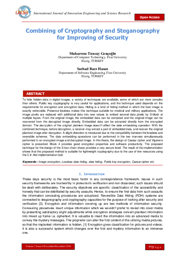 Pdf Combining Of Cryptography And Steganography For Improving Of Security