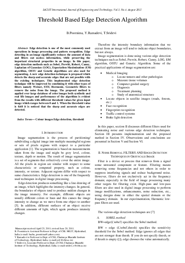 (PDF) Threshold Based Edge Detection Algorithm | sridevi tumula - Academia.edu