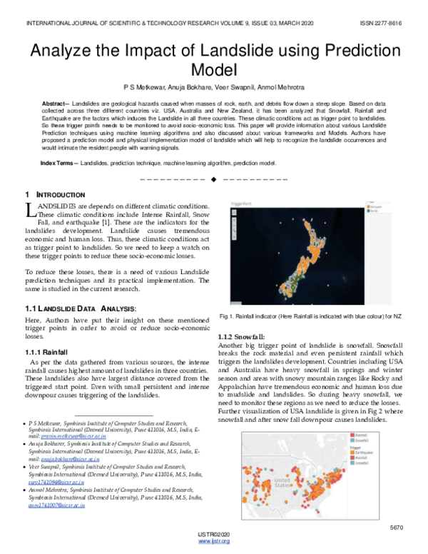 (PDF) Analyze the Impact of Landslide using Prediction Model