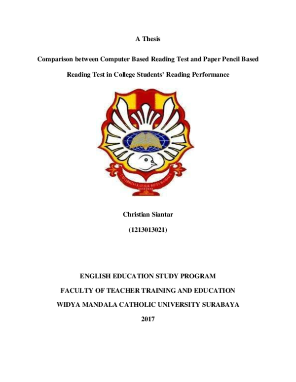 (PDF) Comparison between computer based reading test and paper pencil ...