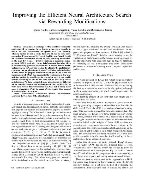 (PDF) Improving the Efficient Neural Architecture Search via Rewarding Modifications