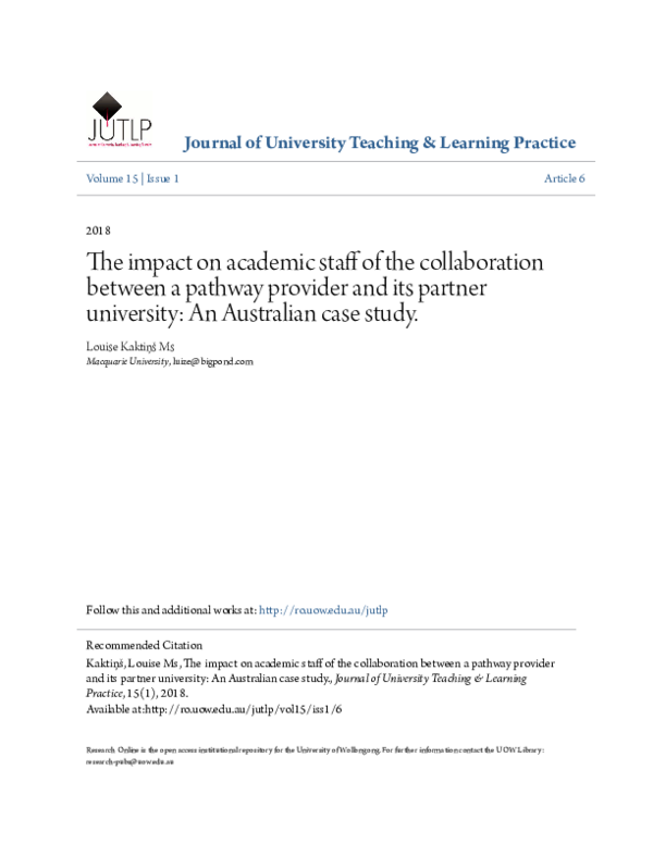(PDF) The Impact on Academic Staff of the Collaboration between a ...