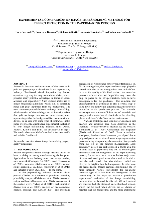 (PDF) Experimental comparison of image thresholding methods for defect detection in the ...