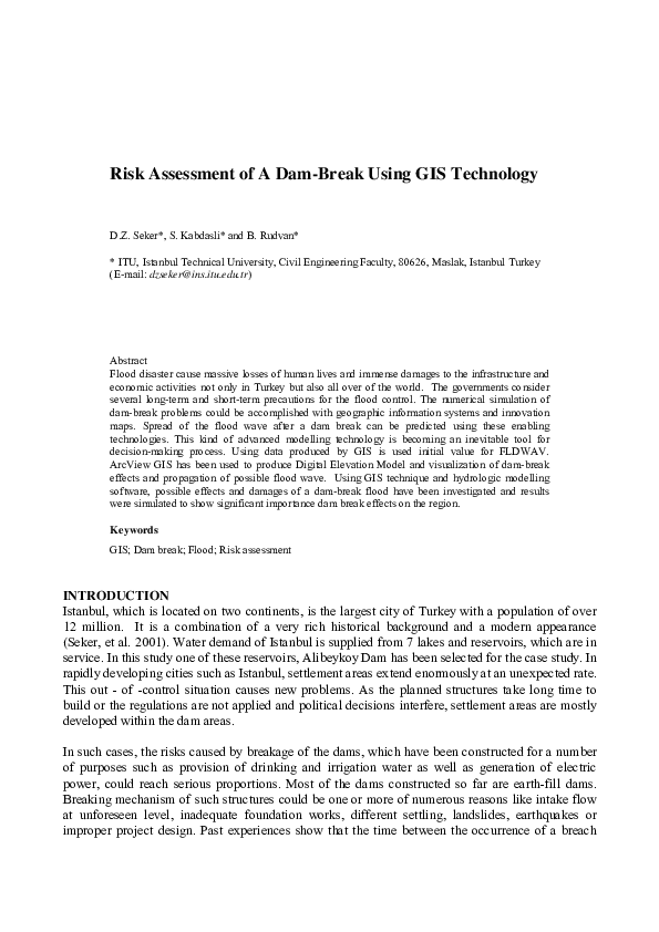 (PDF) Risk assessment of a dam-break using GIS technology