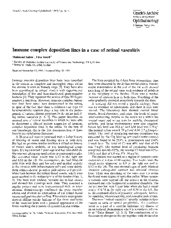 (PDF) Immune complex deposition lines in a case of retinal vasculitis ...
