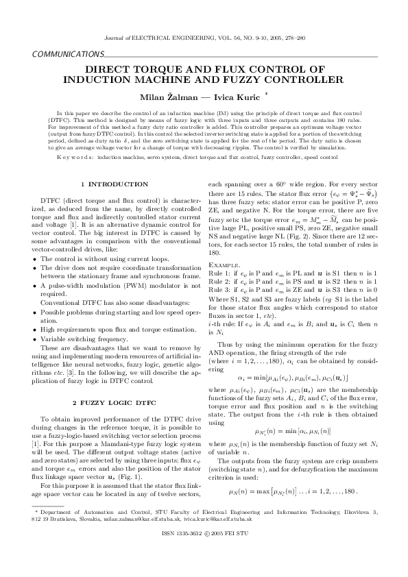 (PDF) Direct Torque and Flux Control of Induction Machine and Fuzzy Controller