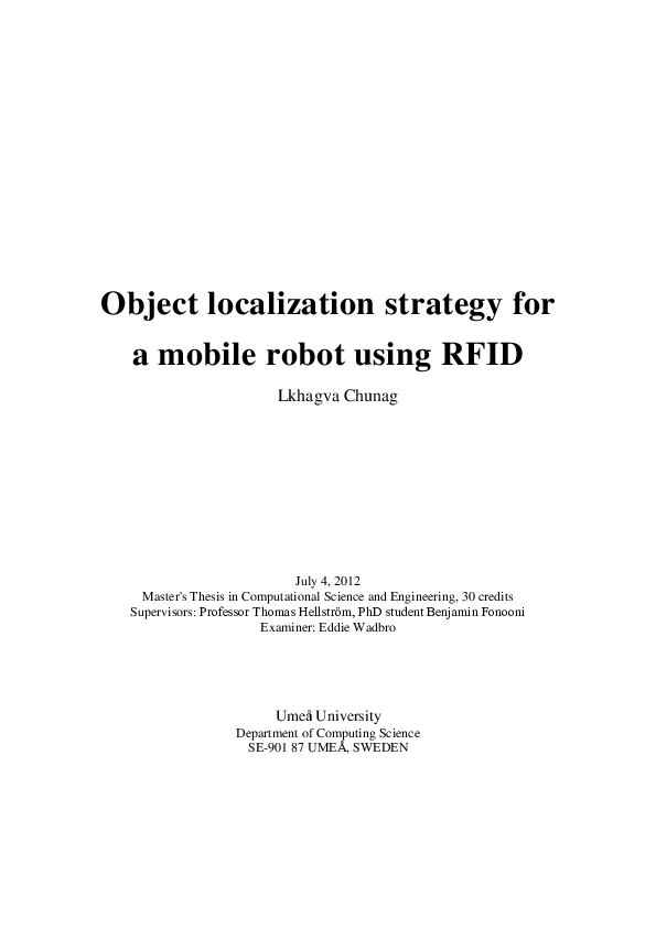 Pdf Object Localization Strategy For A Mobile Robot Using Rfid