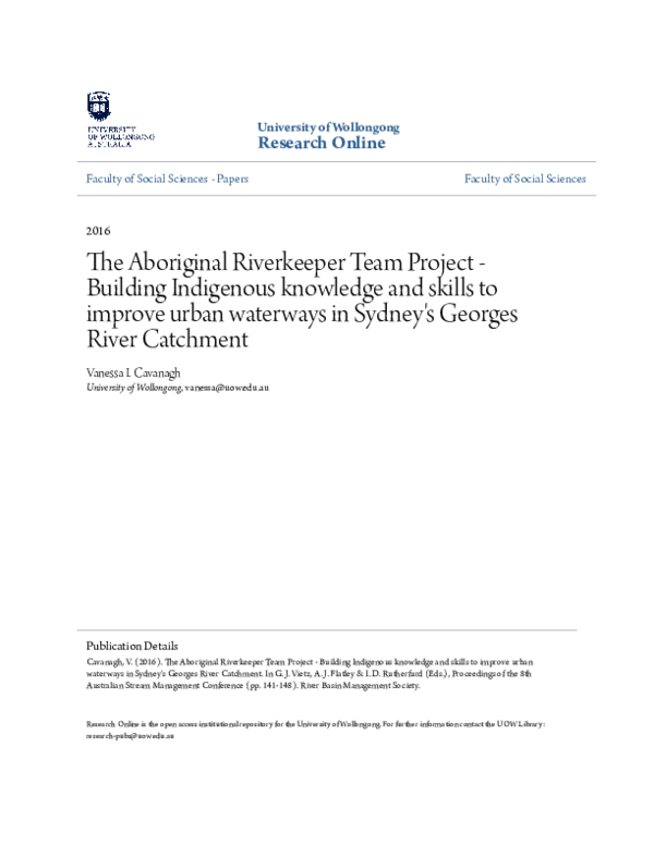(PDF) The Aboriginal Riverkeeper Team Project - Building Indigenous ...