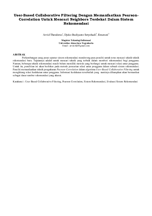 (PDF) User-Based Collaborative Filtering Dengan Memanfaatkan Pearson ...
