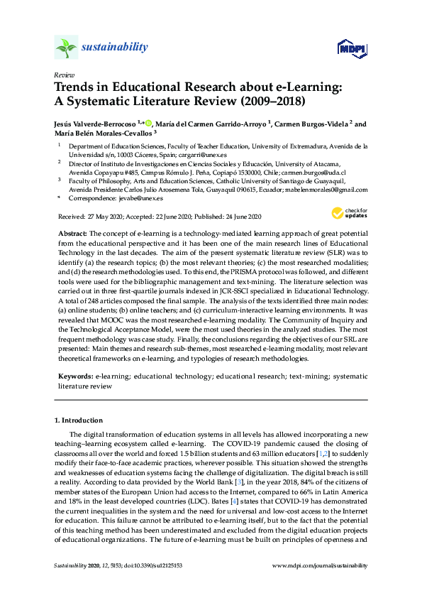 (PDF) Trends in Educational Research about e-Learning: A Systematic ...