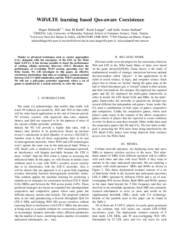 (PDF) WiFi/LTE learning based Qos-aware Coexistence