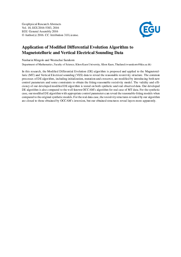 (PDF) Application of Modified Differential Evolution Algorithm to Magnetotelluric and Vertical ...