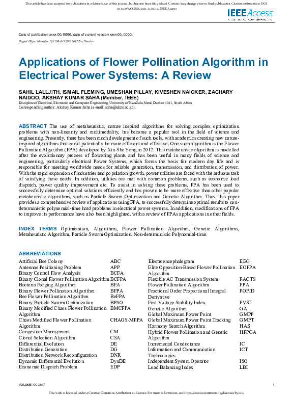 (PDF) Applications of Flower Pollination Algorithm in Electrical Power ...